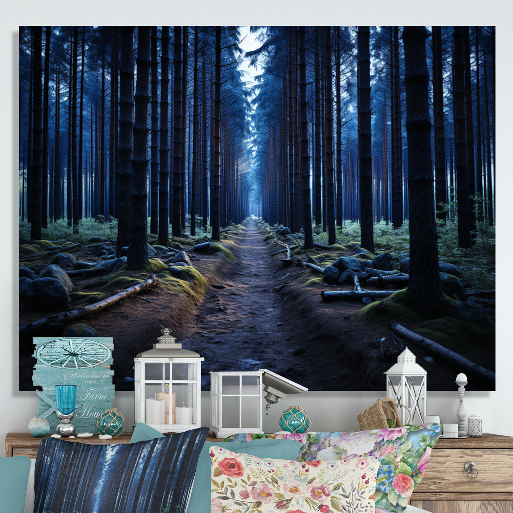 Loon Peak® Jinane Blue Path to the Forest - Print | Wayfair