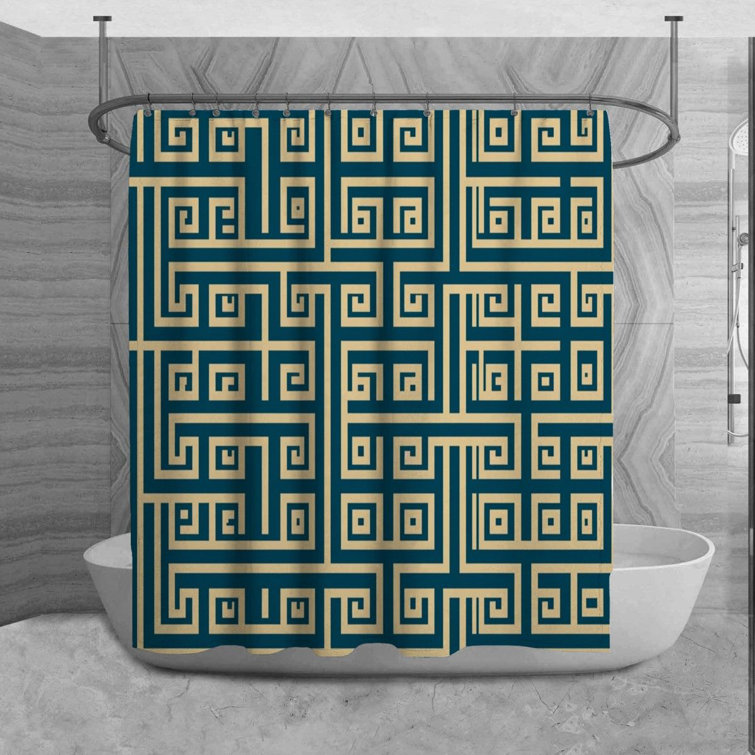 Bless international Greek Key Shower Curtain Pattern Bathroom Decor ...