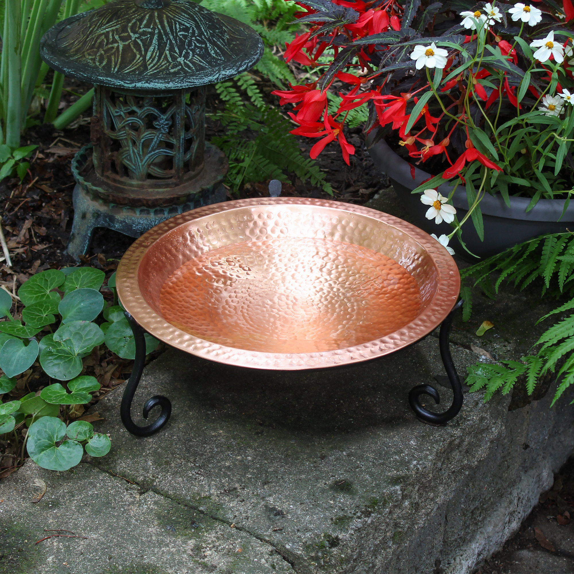 ACHLA Hammered Solid Copper Birdbath with Short Stand & Reviews | Wayfair