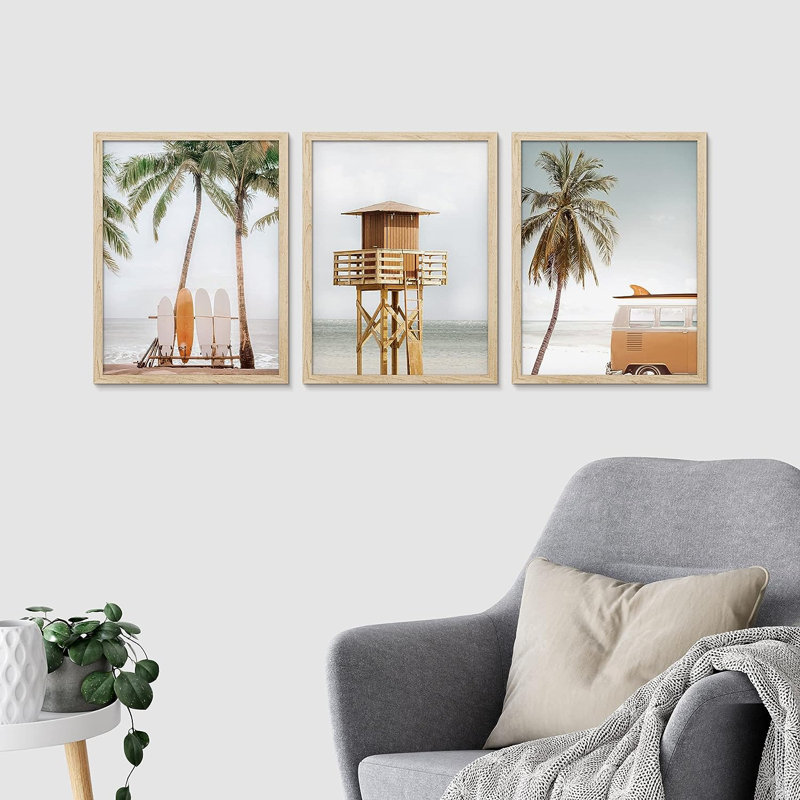 IDEA4WALL Coastal Beach IDEA4WALL Framed Poster Bathroom Decor Wall Art ...