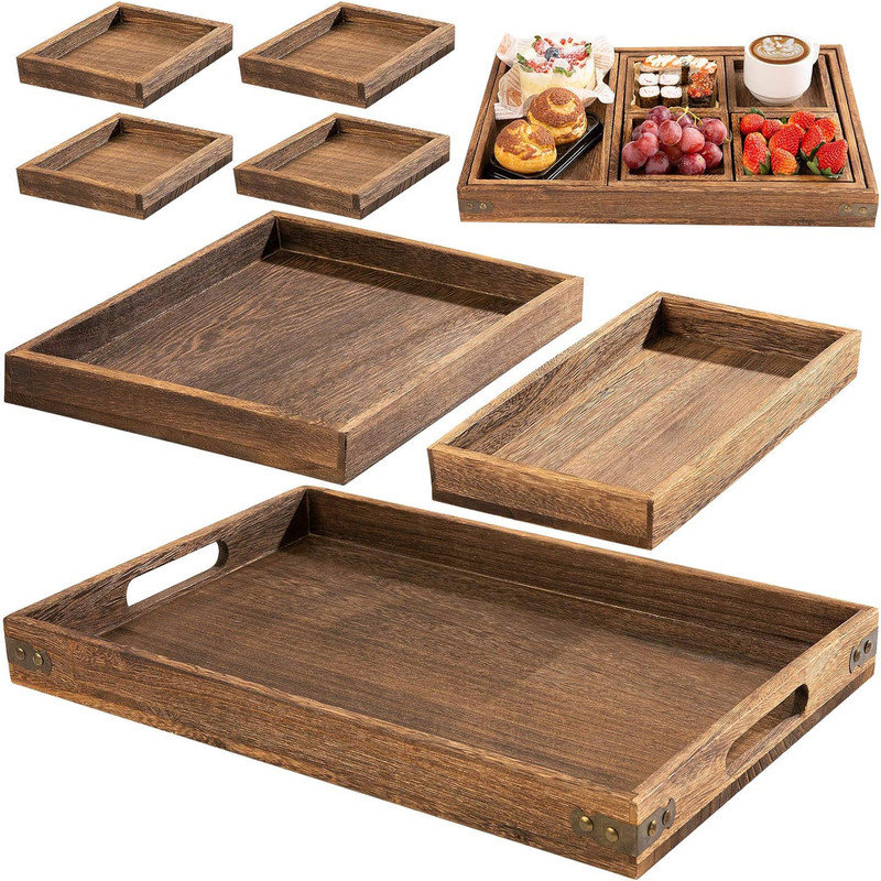 Millwood Pines Serving Trays with Handle - Set of 7 Rectangular ...