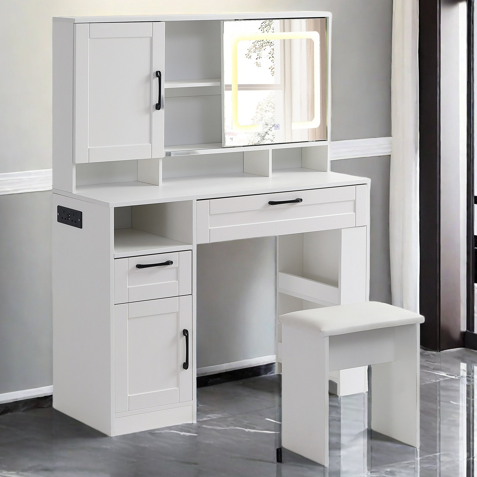 Latitude Run® Verdelle Vanity Modern Luxury Dressing Table Set ...