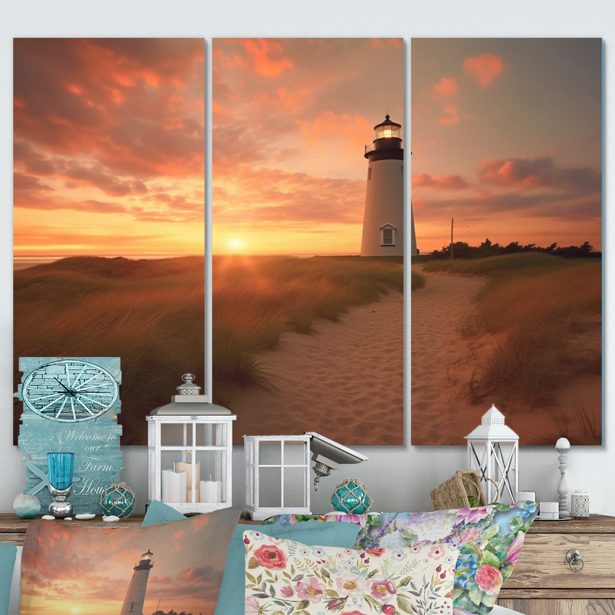 Breakwater Bay Delaware Lighthouse Sunset - Delaware Wall Art Living ...