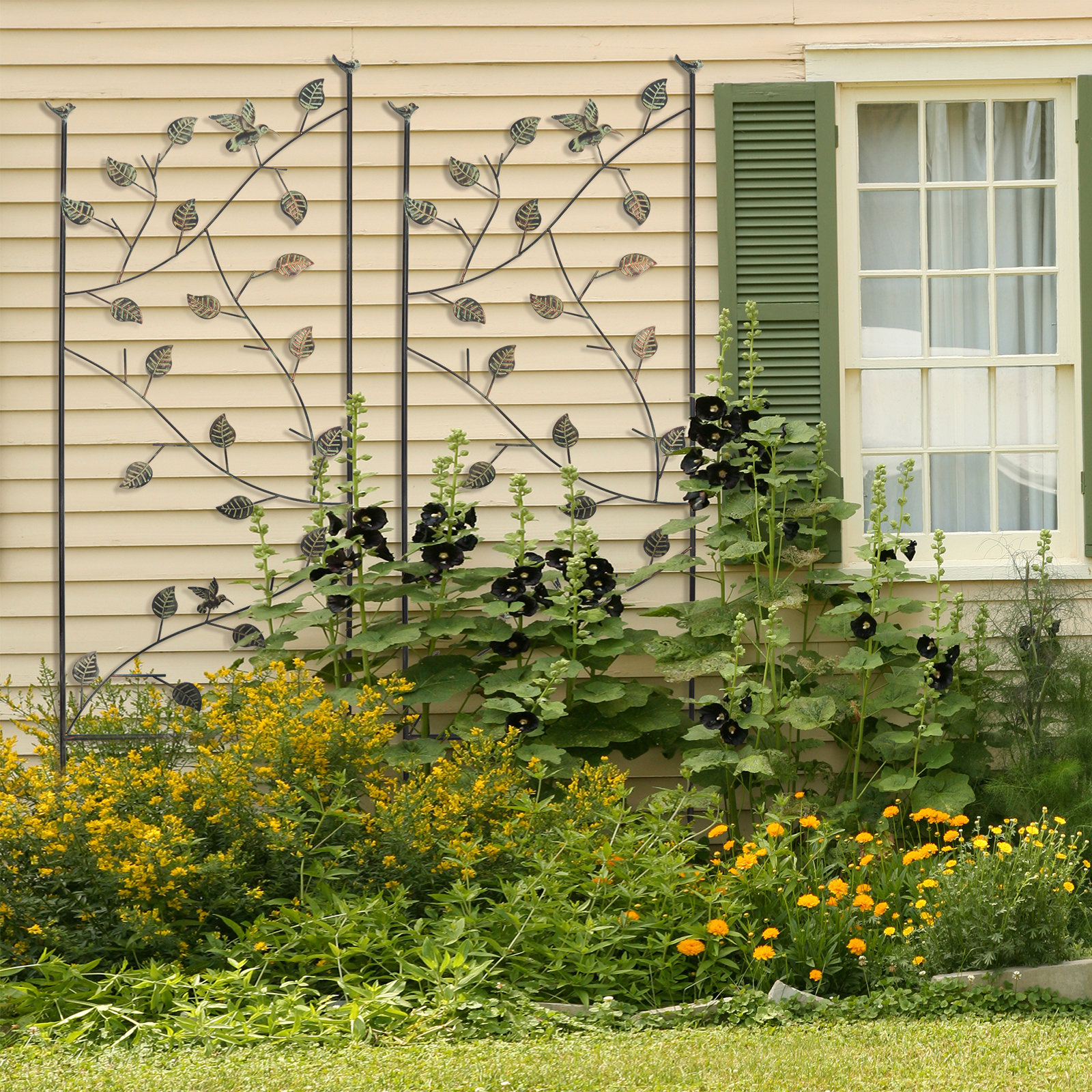 Winston Porter 20" W x 59" H Hummingbird Garden Trellis for Garden ...