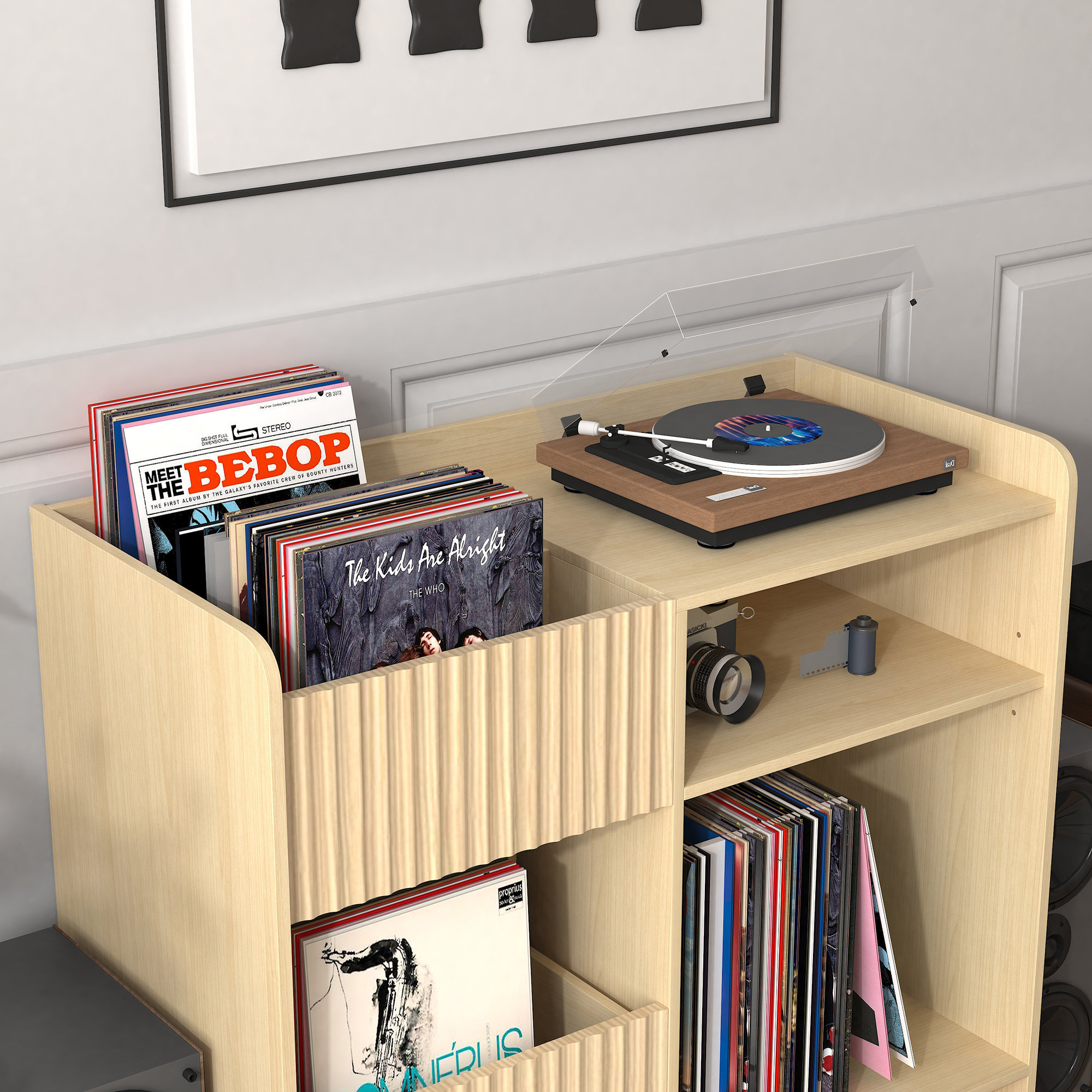 George Oliver Record Player Stand, Turntable Stand with Record Storage ...