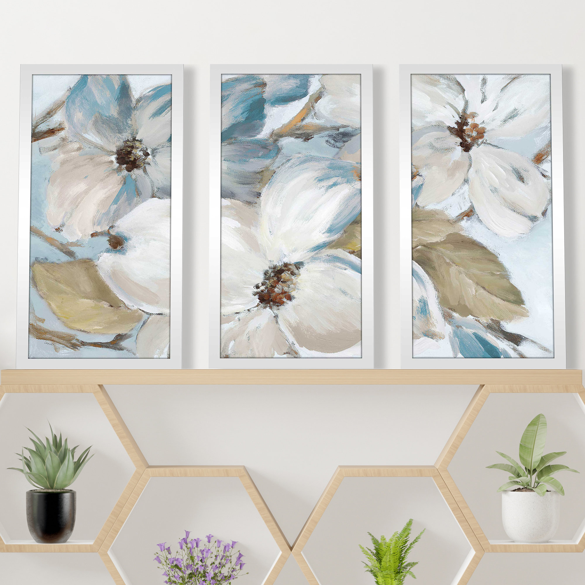 World Menagerie 'Neutral Silently Bloom II' Oil Painting Print Multi ...