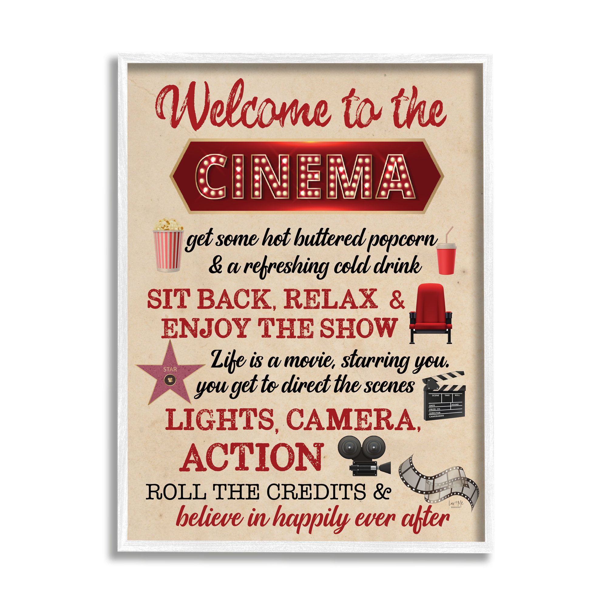 Stupell Industries Welcome To Cinema Rules Framed On Wood by Lux + Me ...