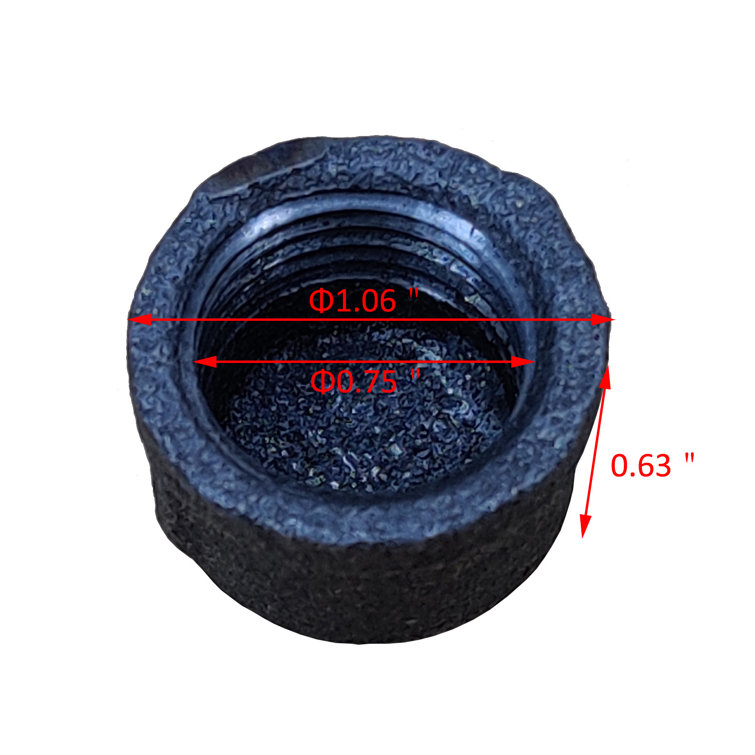 FixtureDisplays 1/2" Black Pipe Cap Fitting Cast Iron Connector ...
