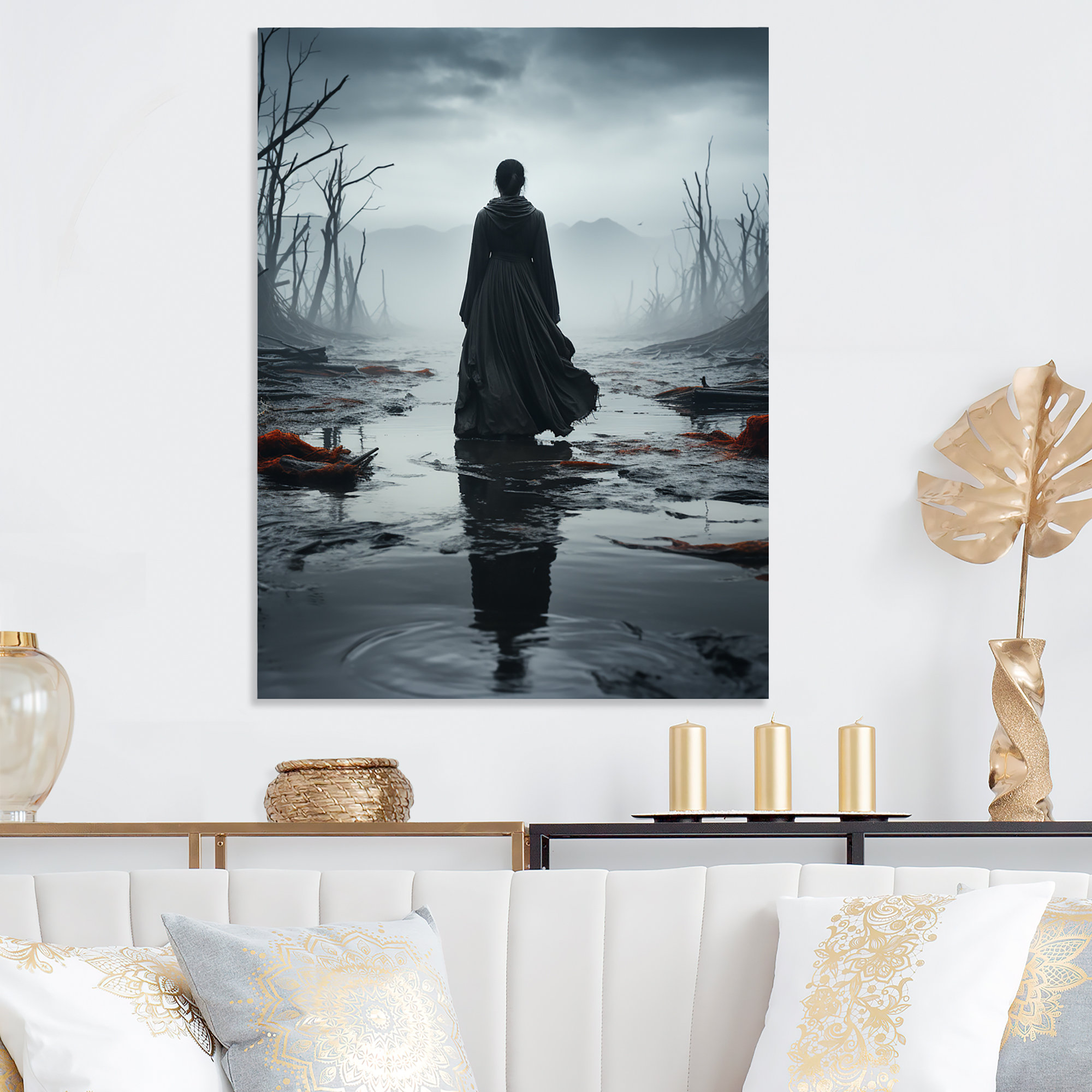 Latitude Run® Woman Solitude On Rocky Beach III - Modern Wrapped Metal ...