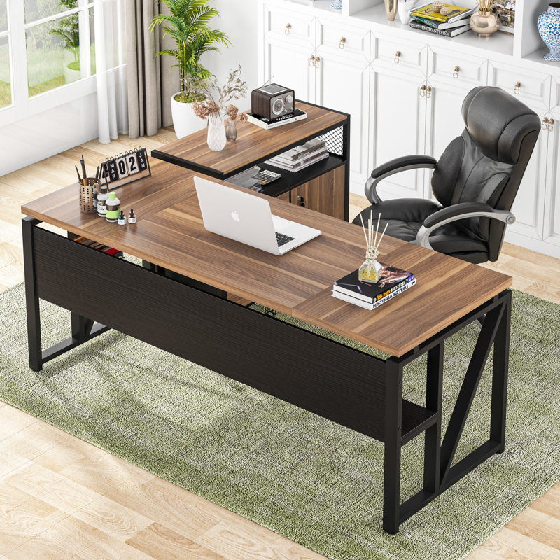 Latitude Run® Lympsham 2 - Piece Home Office Executive Desk and Lateral ...