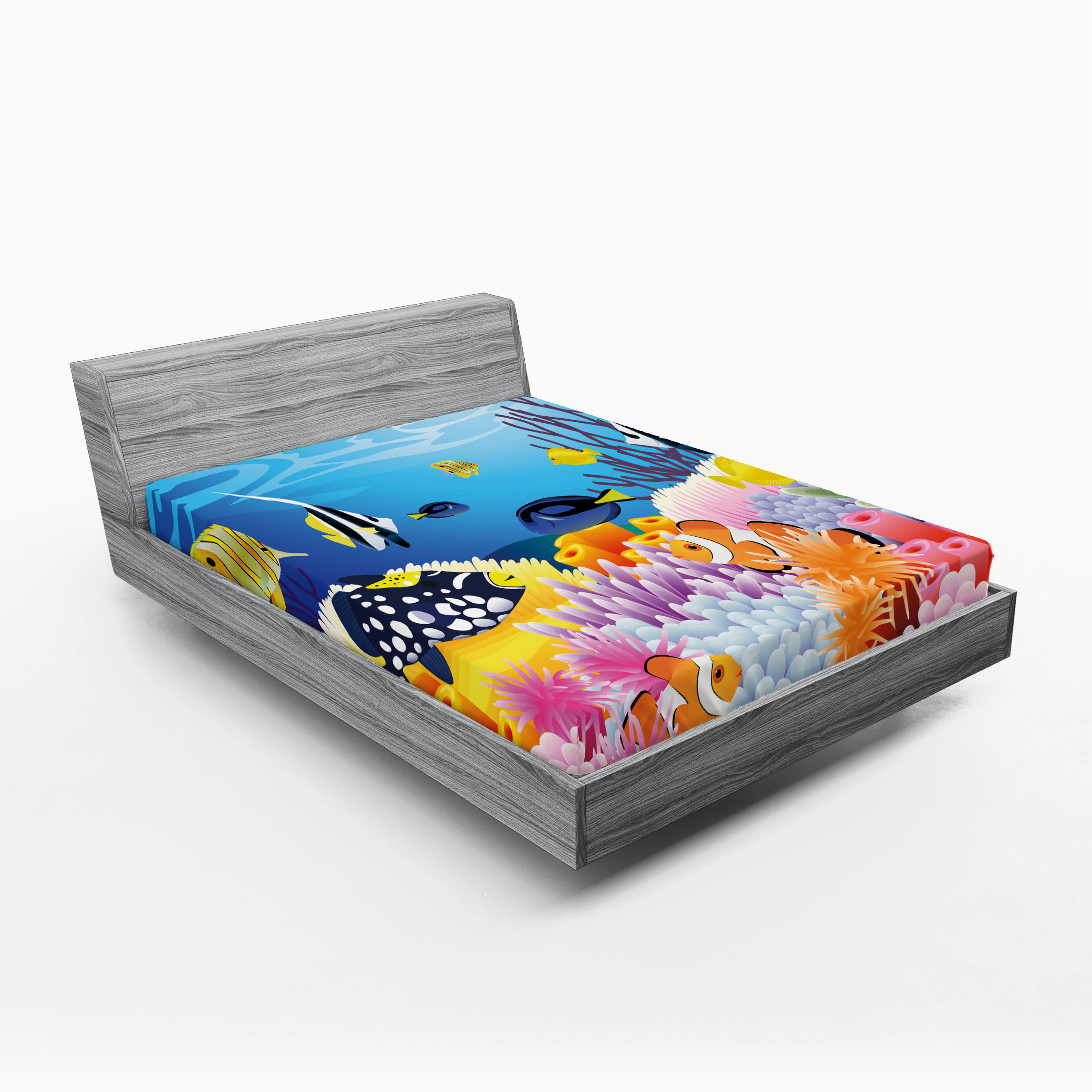 Ambesonne Fish Fitted Sheet 2-Pack Fish Coral Reefs Multicolor | Wayfair