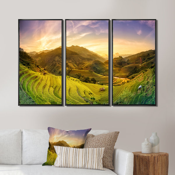 Millwood Pines Rice Fields On Terraced Panorama Framed On Canvas 3 ...