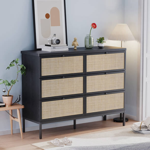 Bay Isle Home Marla Wood+Rattan Accent Cabinet | Wayfair