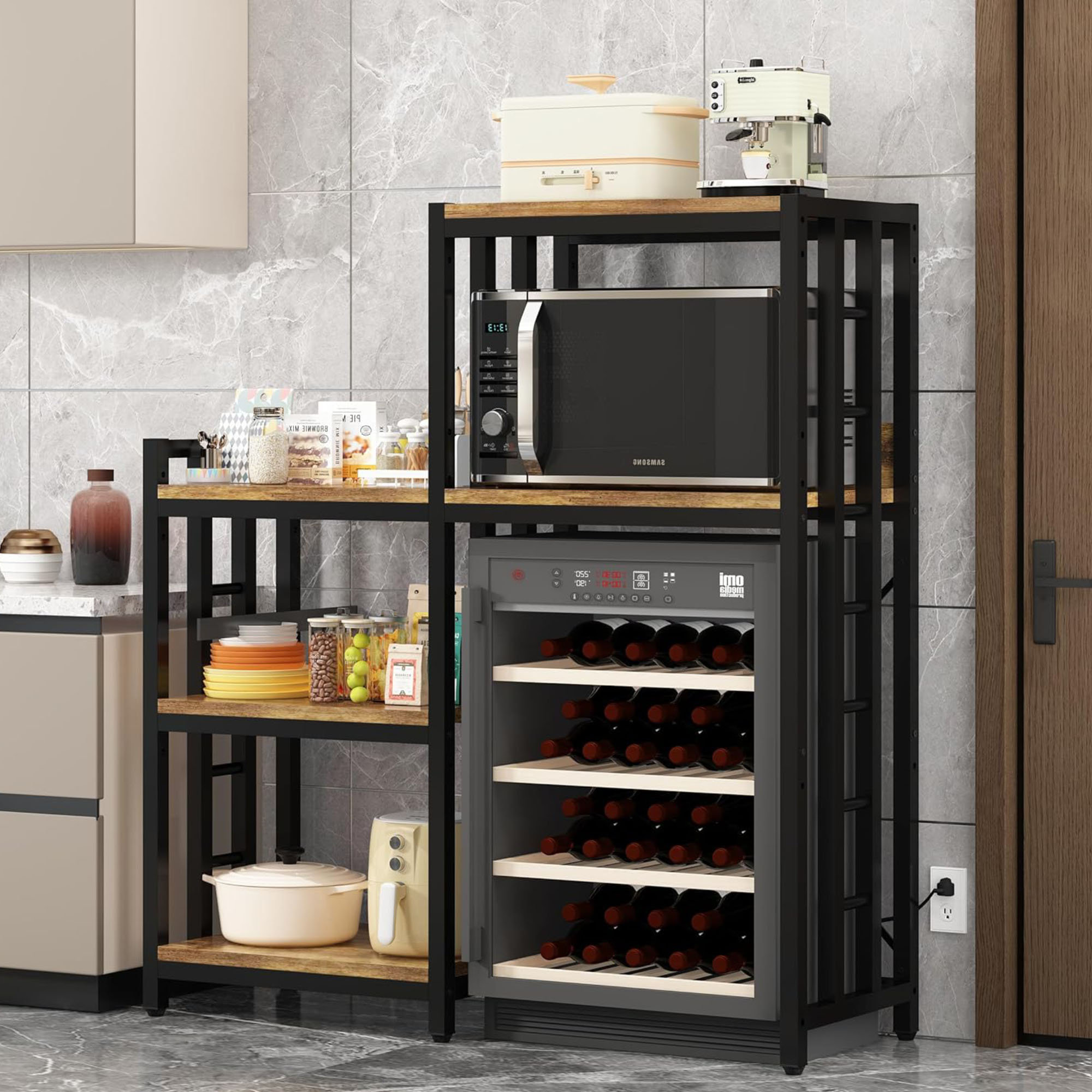 17 Stories 6-Tier Kitchen Baker's Rack With Power Outlet, Microwave ...