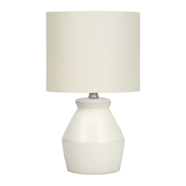 Benjara Table Lamp, 17 Inch Angular Design Ceramic Base, Ivory Linen ...
