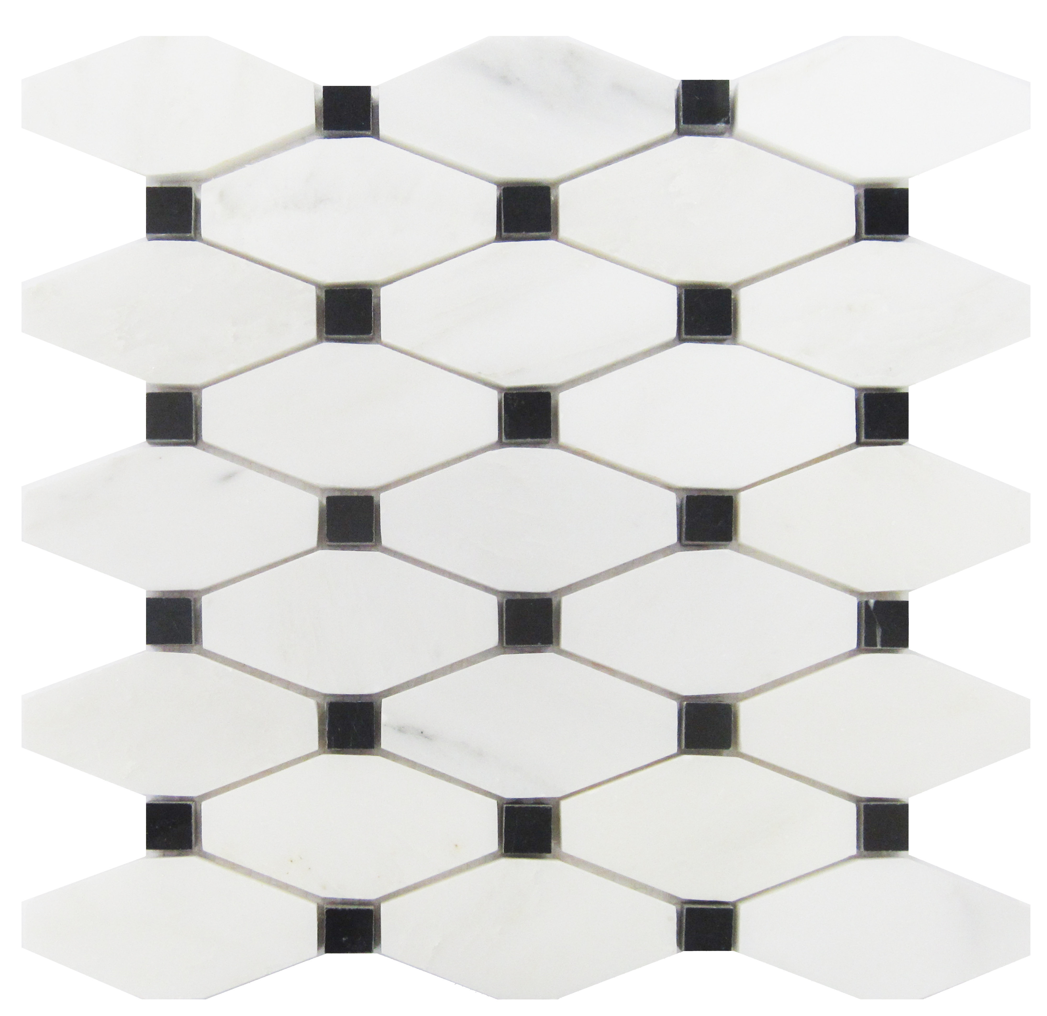 Luxsurface 2" x 4" Marble Octagon and Dot Mosaic Wall & Floor Tile ...