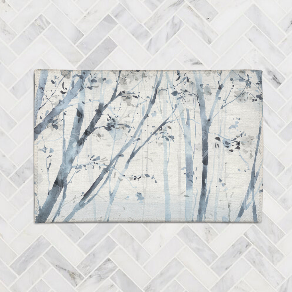 Red Barrel Studio® Floral Power Loom Chenille Area Rug in Blue/White ...