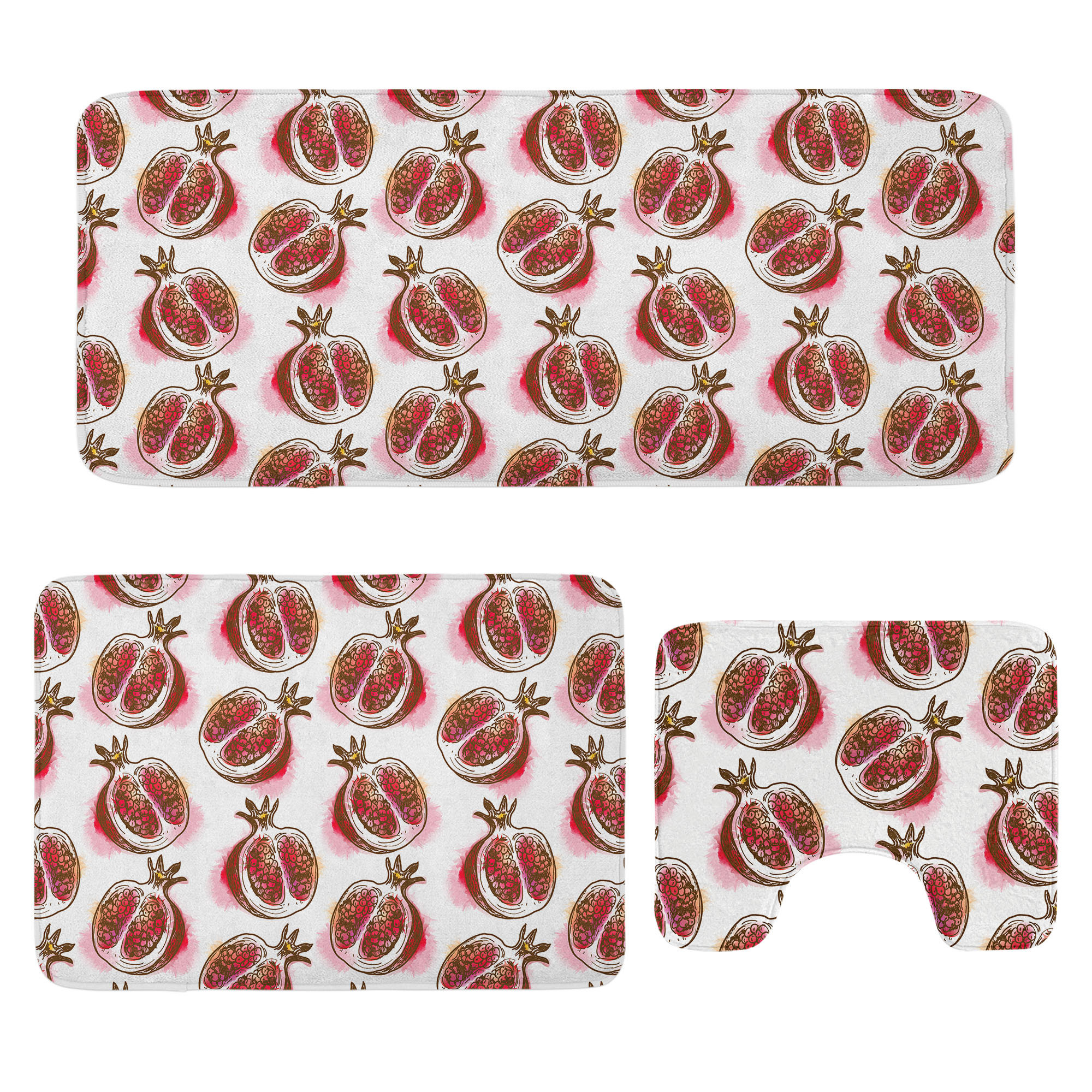 Dakota Fields Fruits Bathroom Rug Set 3 Pieces U-Shape & Rectangle Mats ...