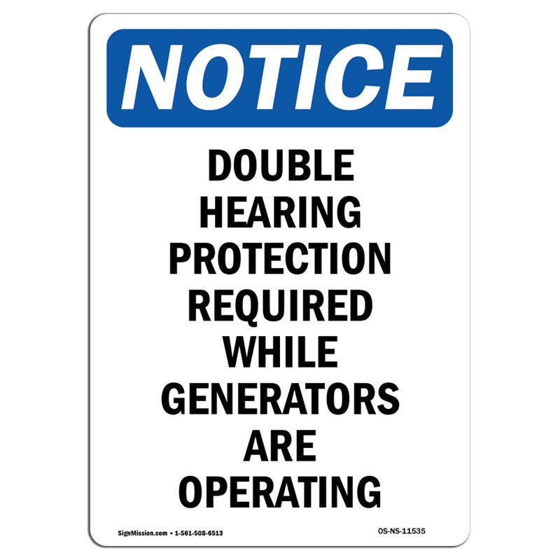 SignMission OSHA Notice - Double Hearing Protection Required Sign ...