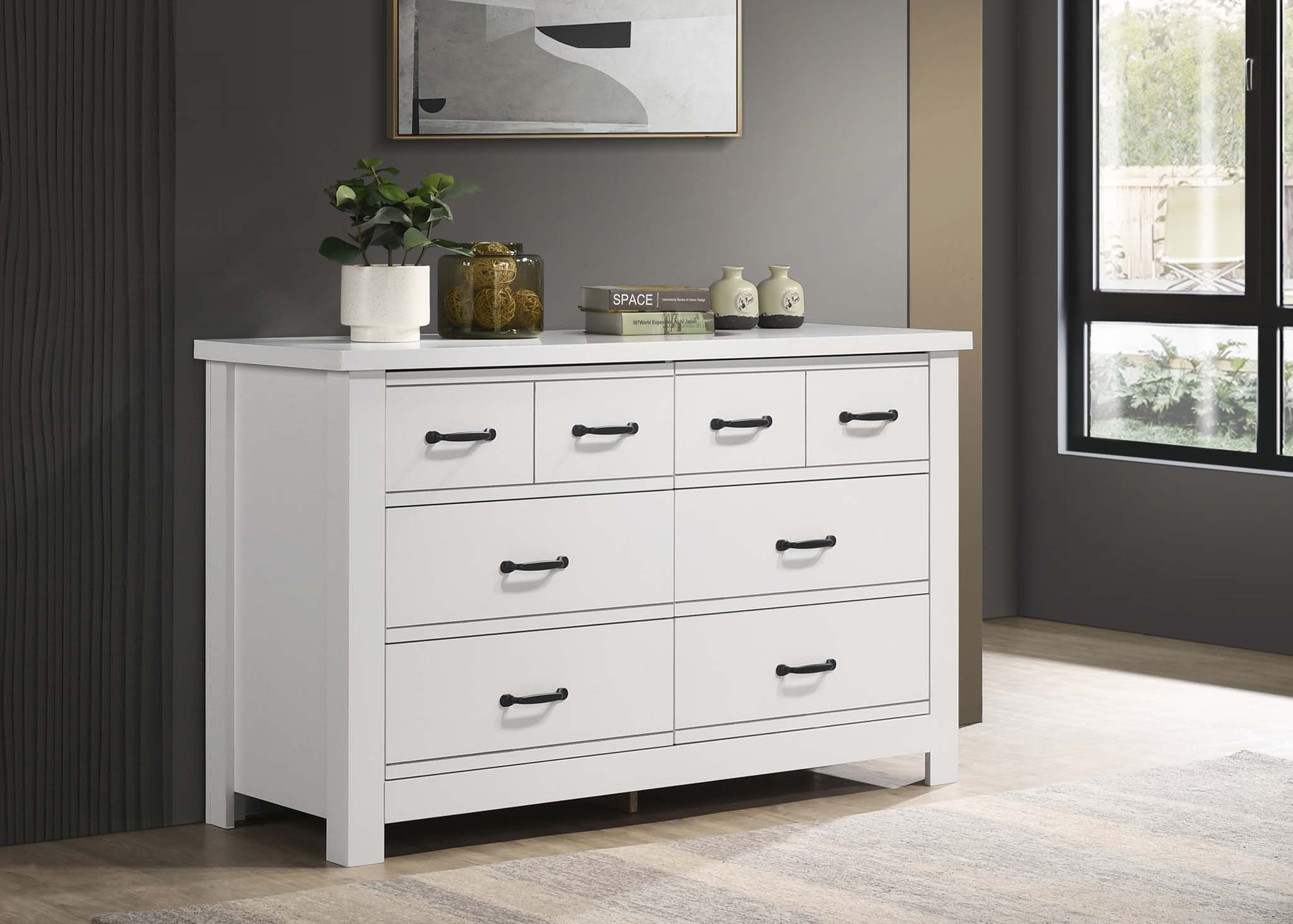 Red Barrel Studio Cassini White 6-Drawer Dresser with Spacious Storage ...