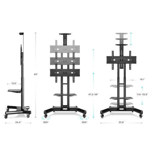 ONKRONPortable TV Stand With Wheels - Rolling Adjustable TV Stand ...