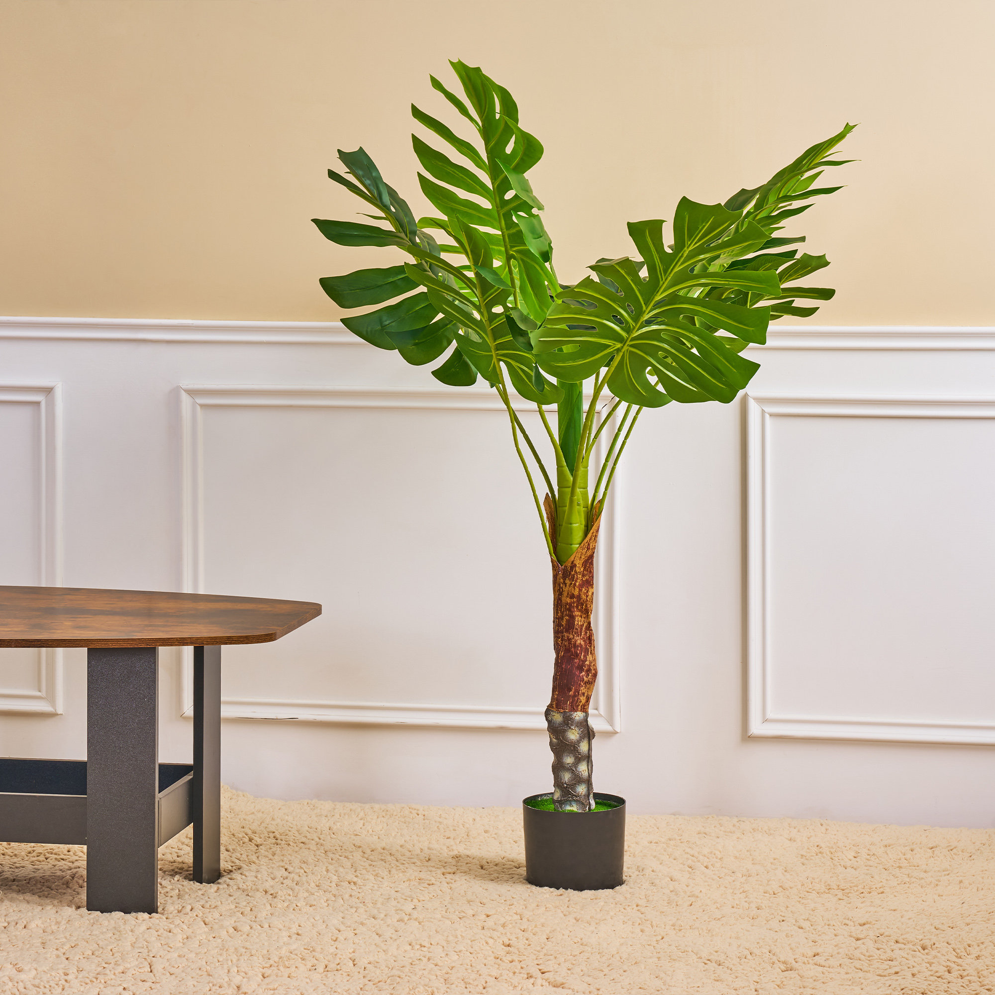 Primrue Vikki 4Ft Artificial Faux Monstera Deliciosa Tree, 47'' Fake ...