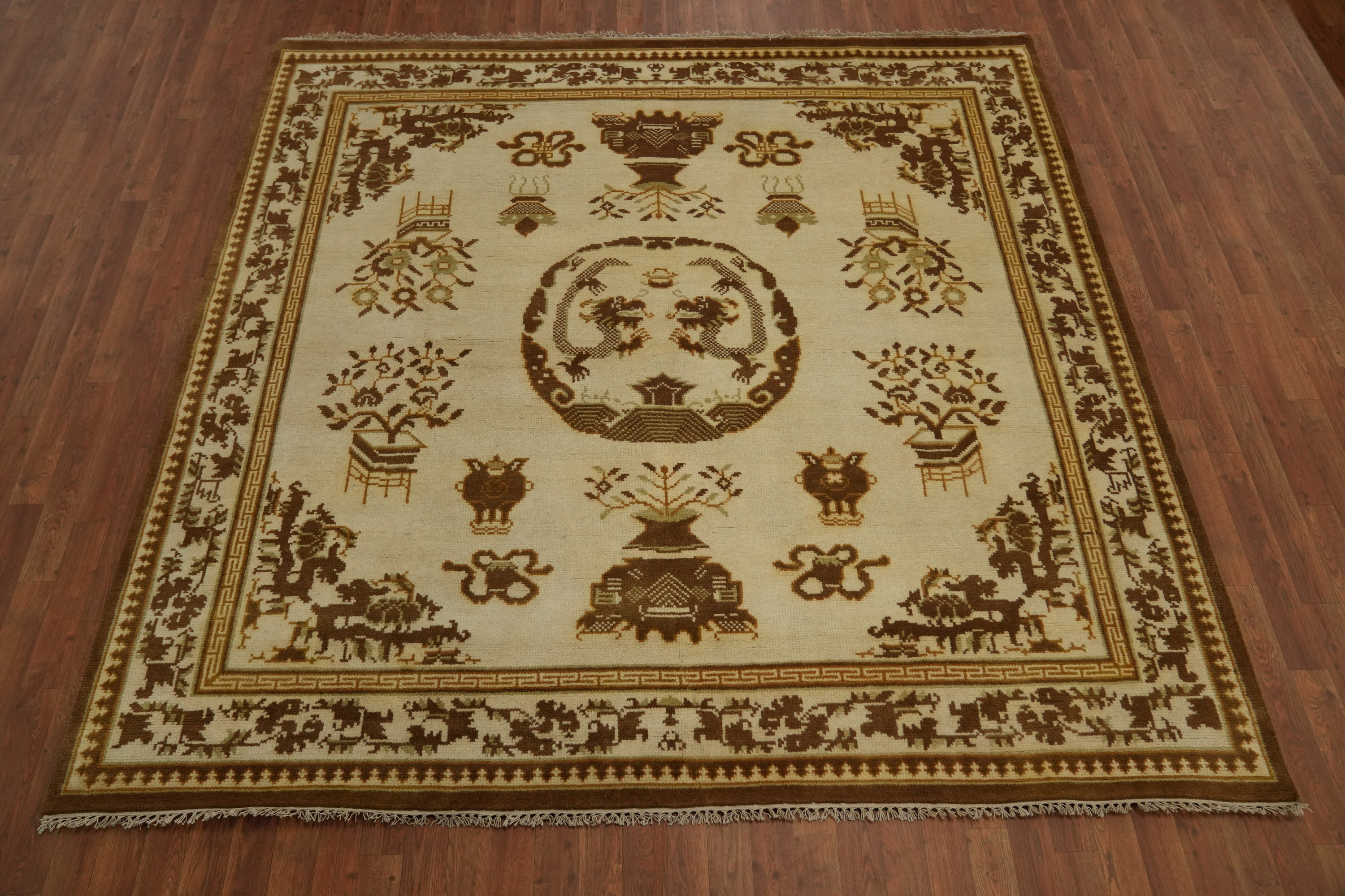 Isabelline Handmade Wool Art Deco Square Area Rug 8x8 | Wayfair