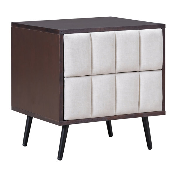 George Oliver Kahrin 2 - Drawer Nightstand, Mordern Wood, Linen Bedside ...