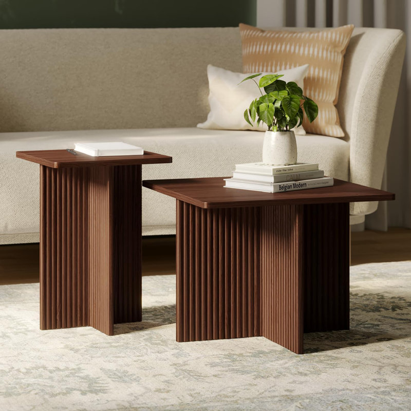 CG INTERNATIONAL TRADING Square Fluted Nesting Coffee Table - Low ...