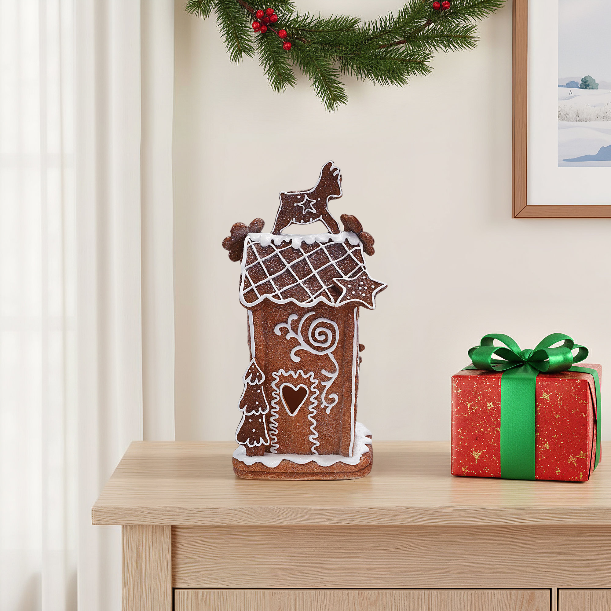 The Holiday Aisle® Tall Resin Gingerbread House With Led Light | Birch Lane