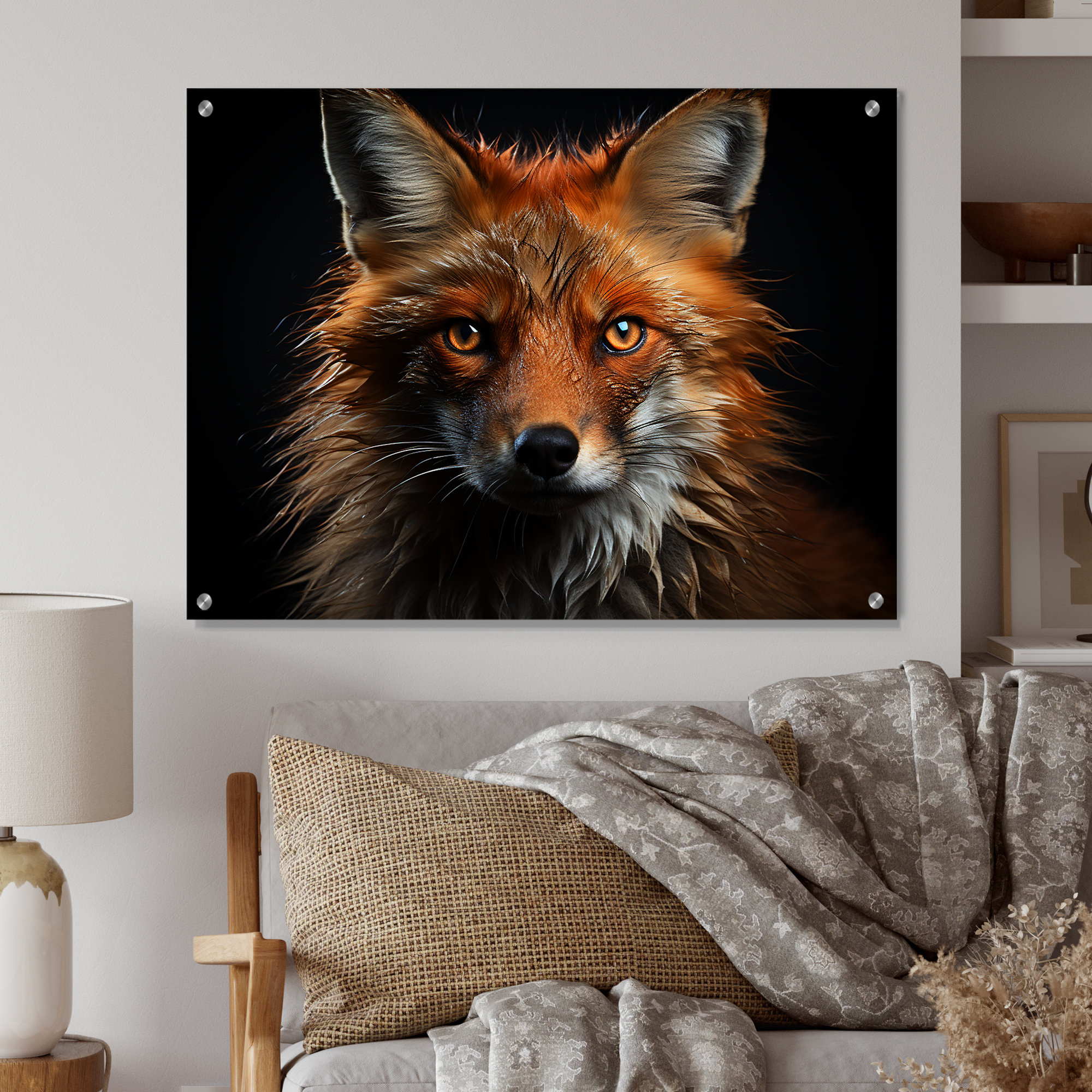 Ebern Designs Fox Portrait Photo - Fox Acrylic Wall Art For Living Room ...