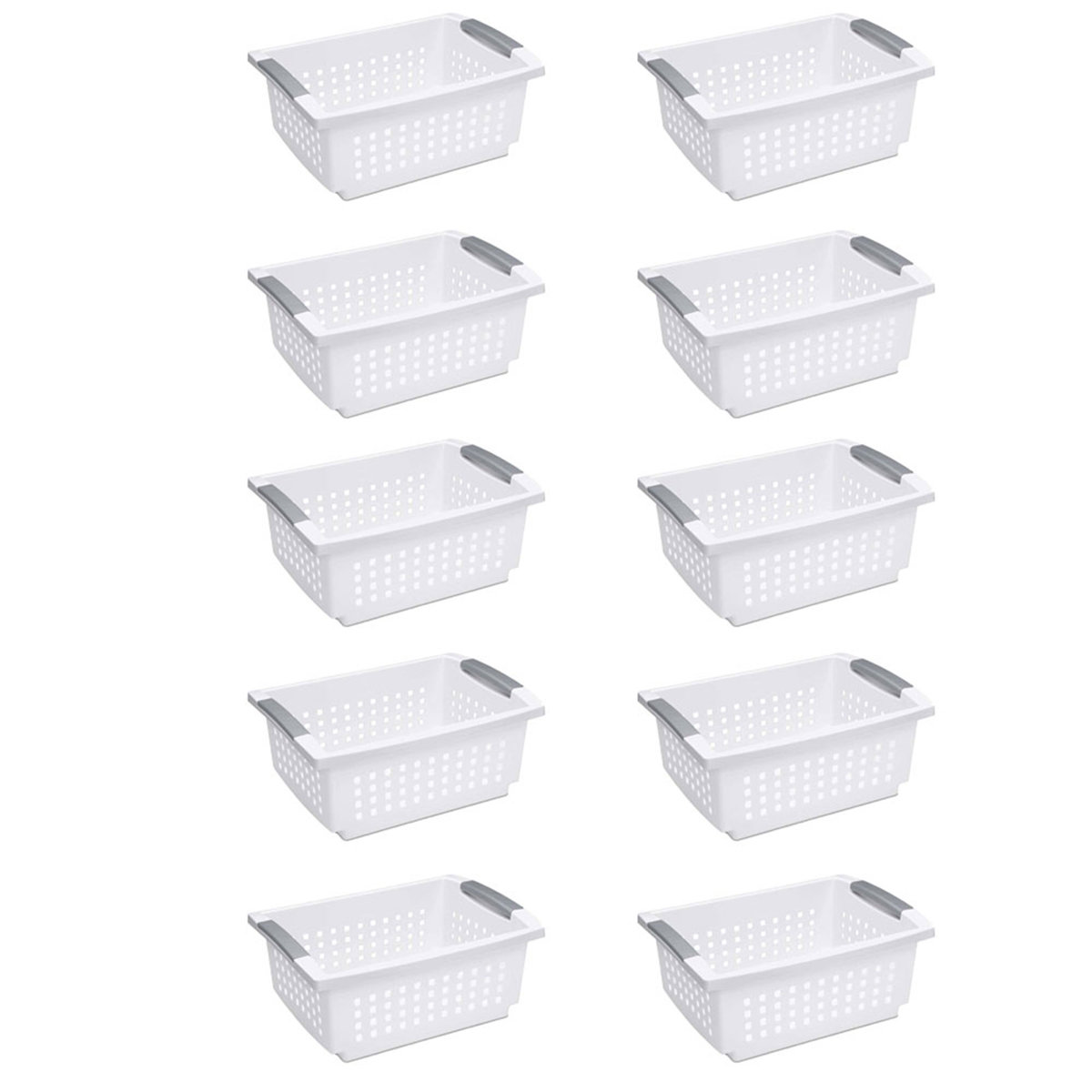 Sterilite Small Stacking Storage Basket with Comfort Grip Handles ...