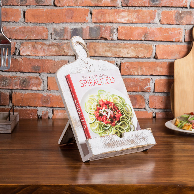 MyGift Whitewashed Wood Cook Book Stand | Wayfair