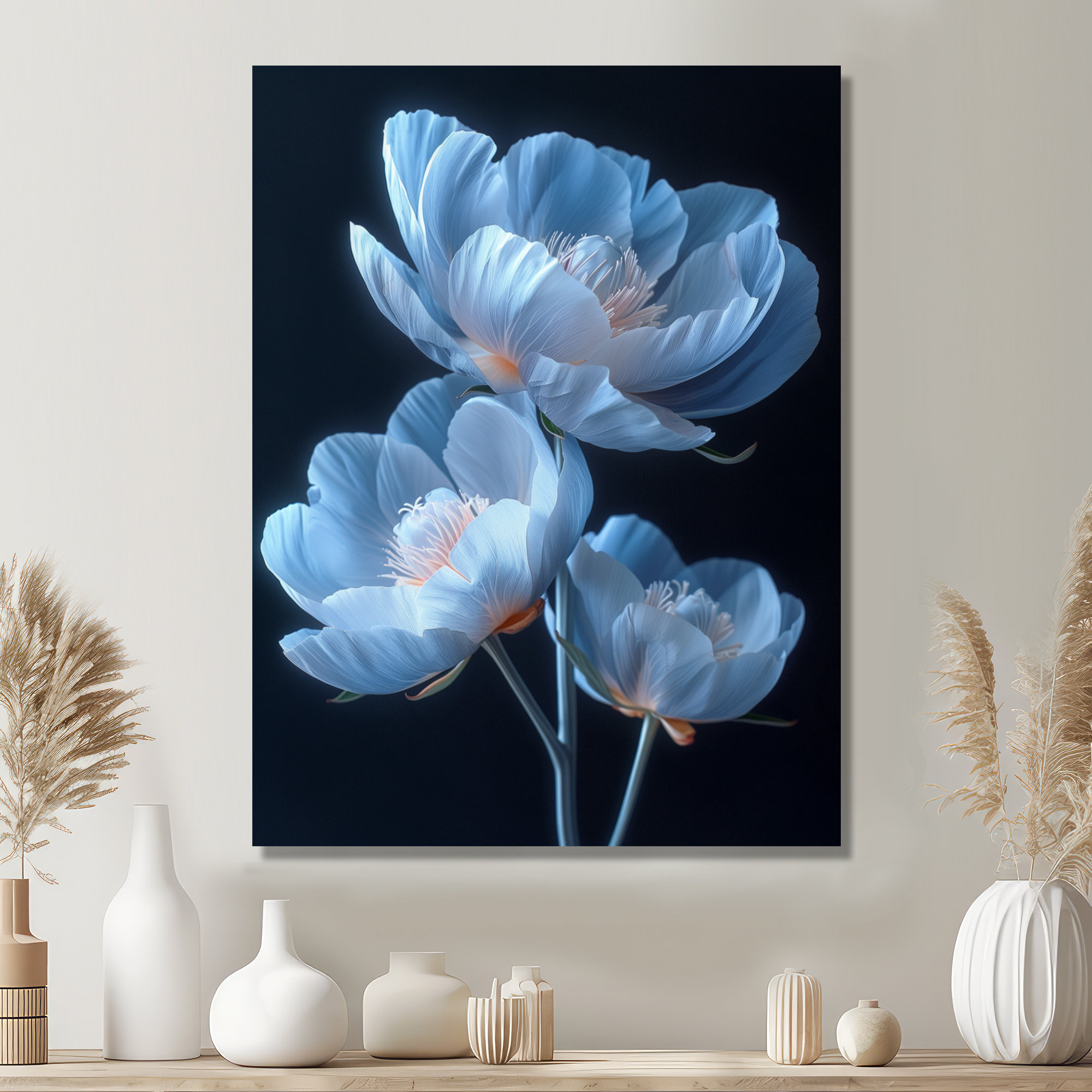 Ebern Designs Blue Black Ethereal Crystal Beauty Peonies II - Peonies ...