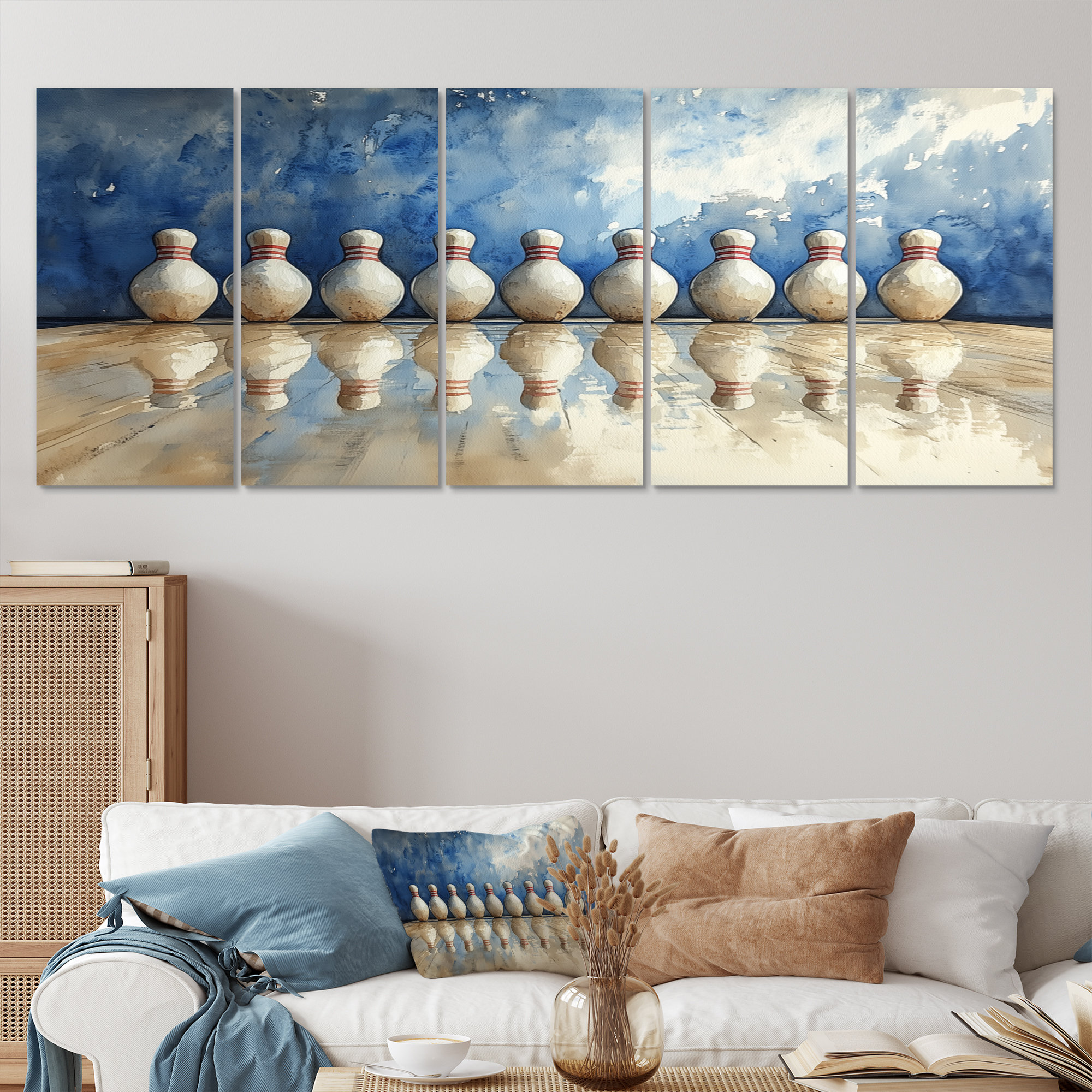 Lark Manor™ Blue And White Bowling Split Decision - Bowling Canvas Wall ...