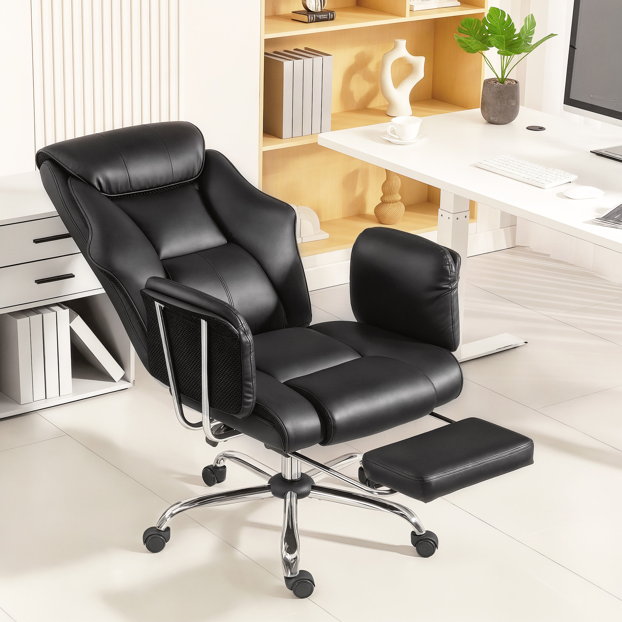 Red Barrel Studio Executive Office Chair, Overstuffed Reclining Desk ...