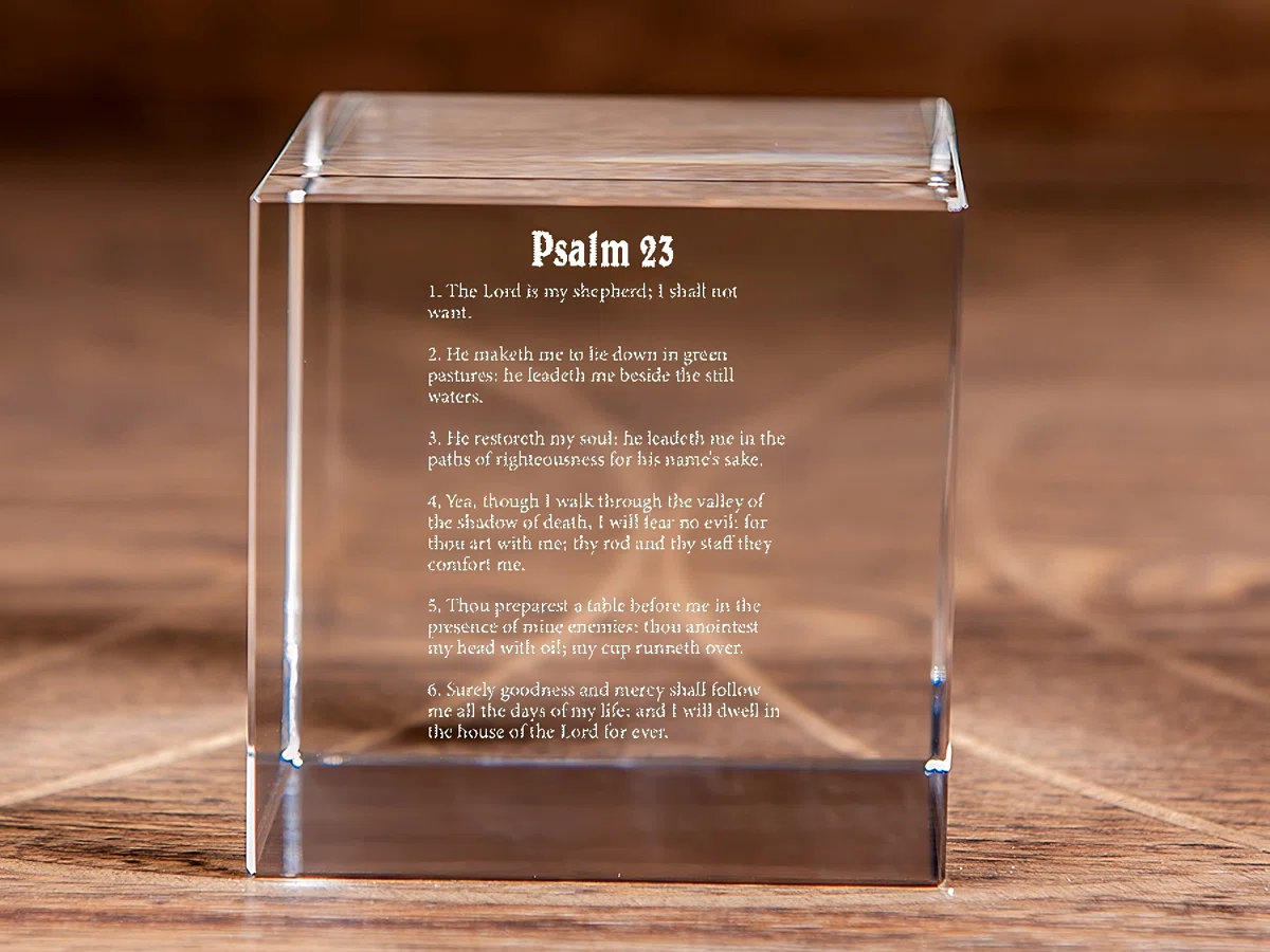 Trinx Jeronald Psalm 23 Lords Prayer Square Cut Crystal Cube Christian ...