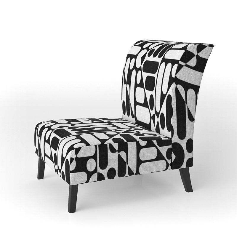Orren Ellis Black Lines Geometric - Upholstered Patterned Accent ...