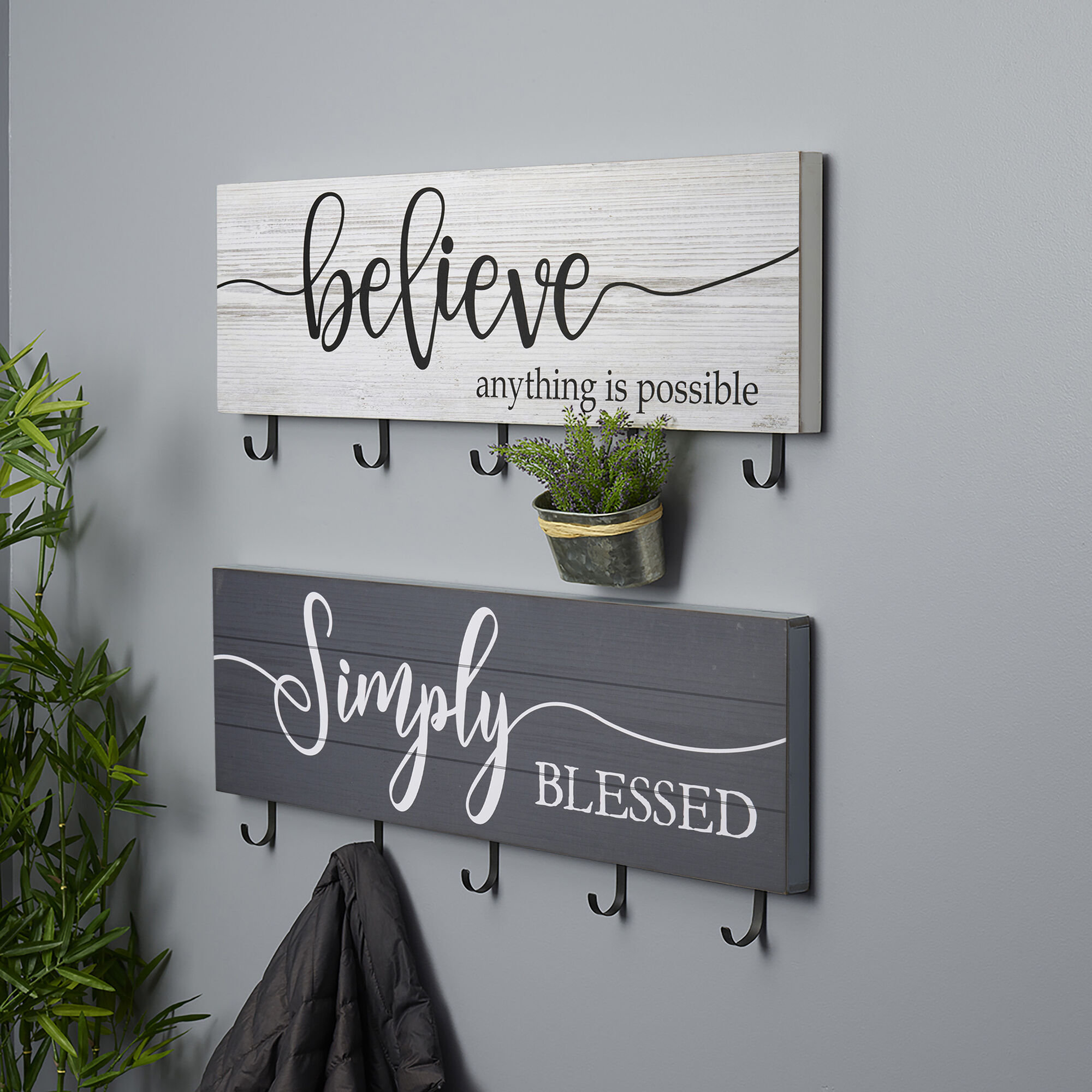 Melannco 2 Pieces Sentiment Wall Hooks For Wall Display, 32x12 Inch ...