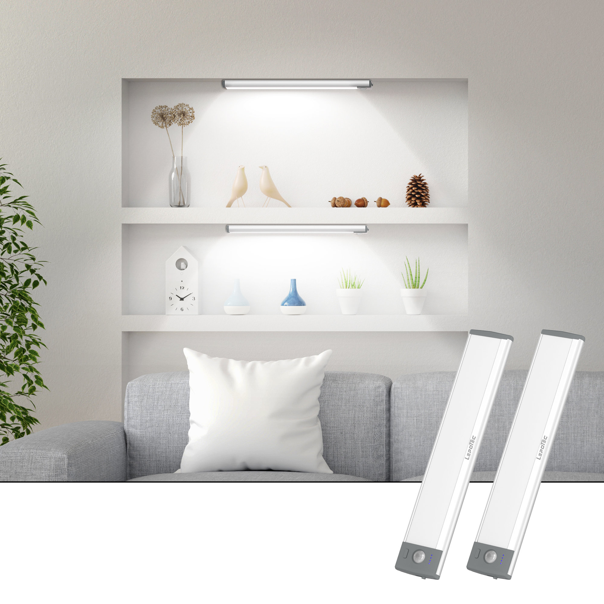 Lepotec 46LED 3Color Wireless Night Ligh,Rechargeable Battery Operated ...