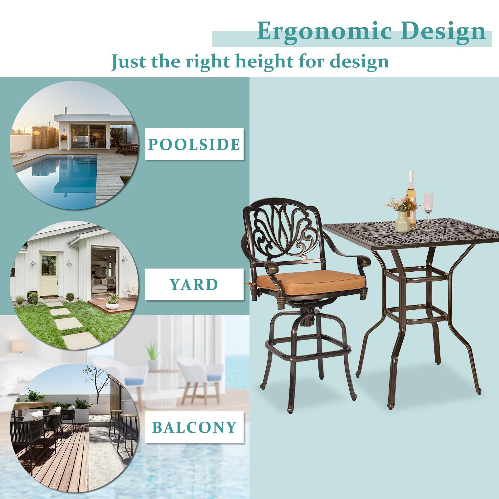 Astoria Grand Patio Height Bar Table, 35.4" Bar Height Bistro Table ...