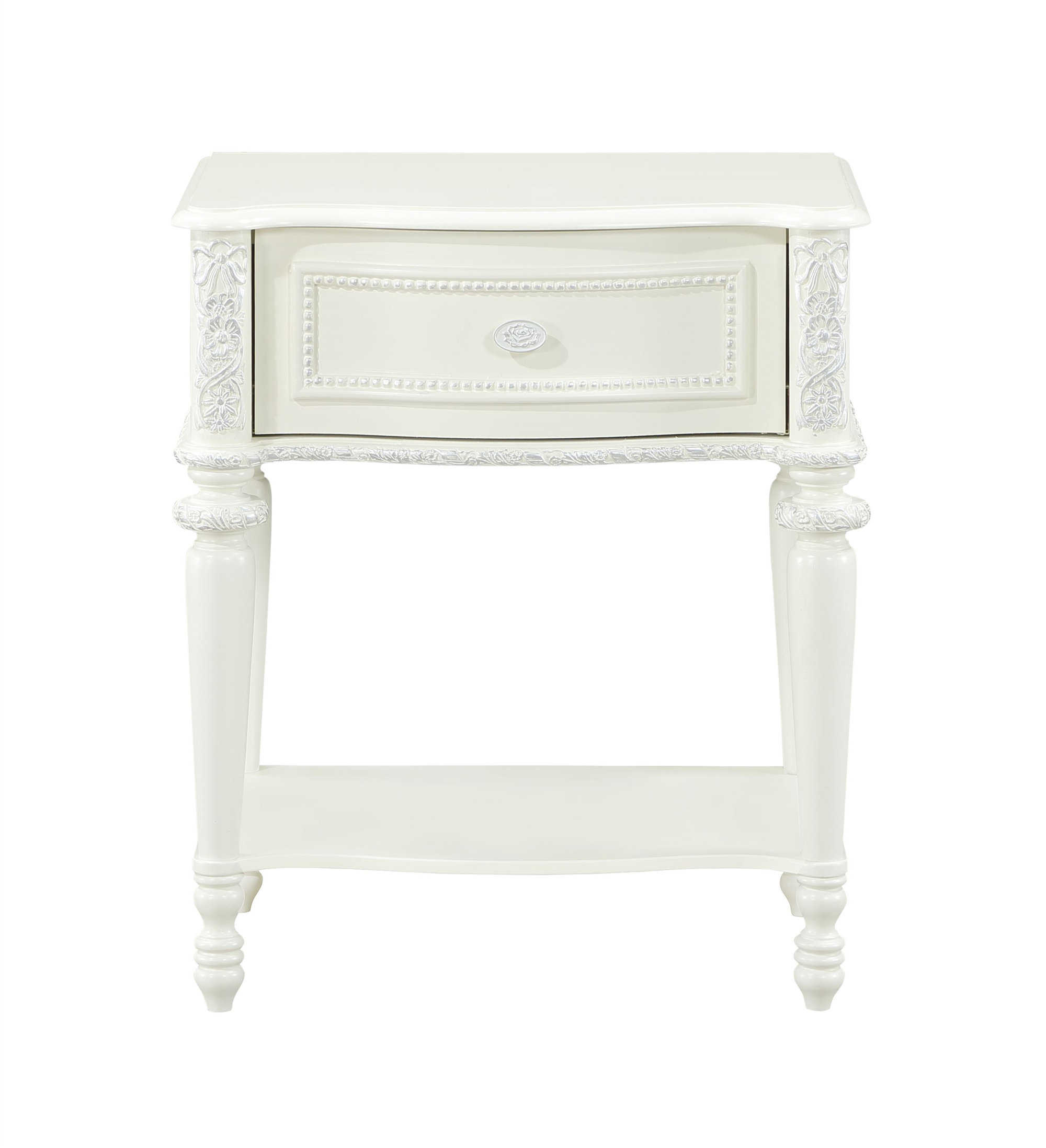 Everly Quinn Dorothy Ivory Finish Nightstand W/1 Drawer (Only ...