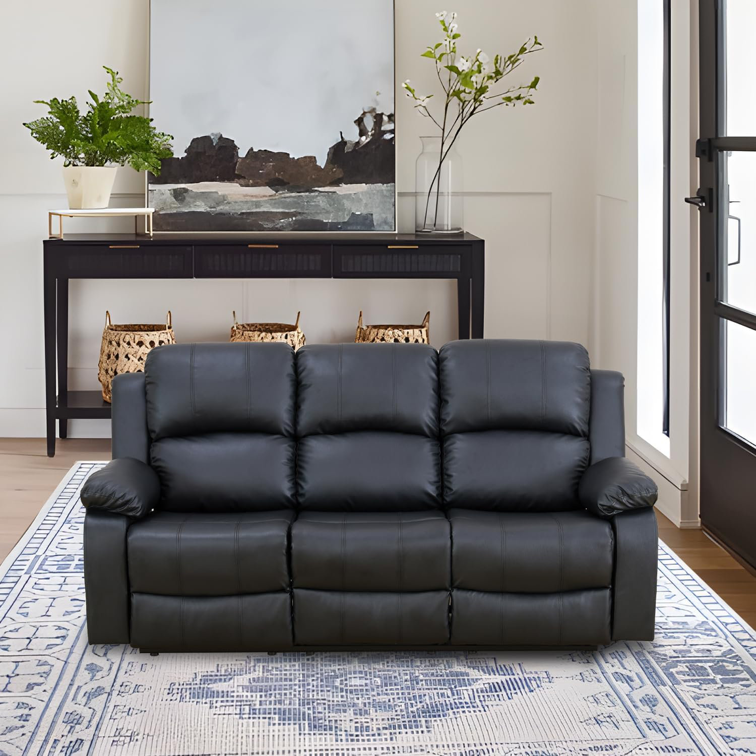Latitude Run® Etrella - Piece Vegan Leather Reclining Living Room Set ...