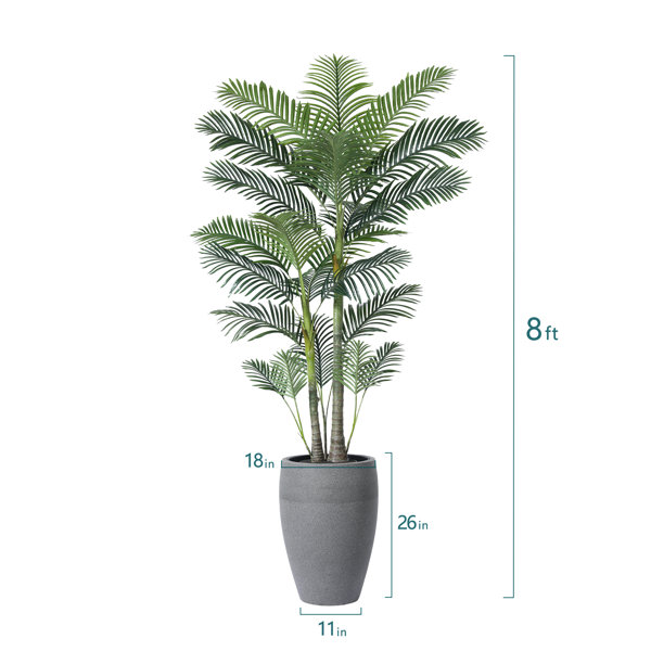 Primrue Adcock 8ft UV Resistant Artificial Palm Tree with Grey Tall ...
