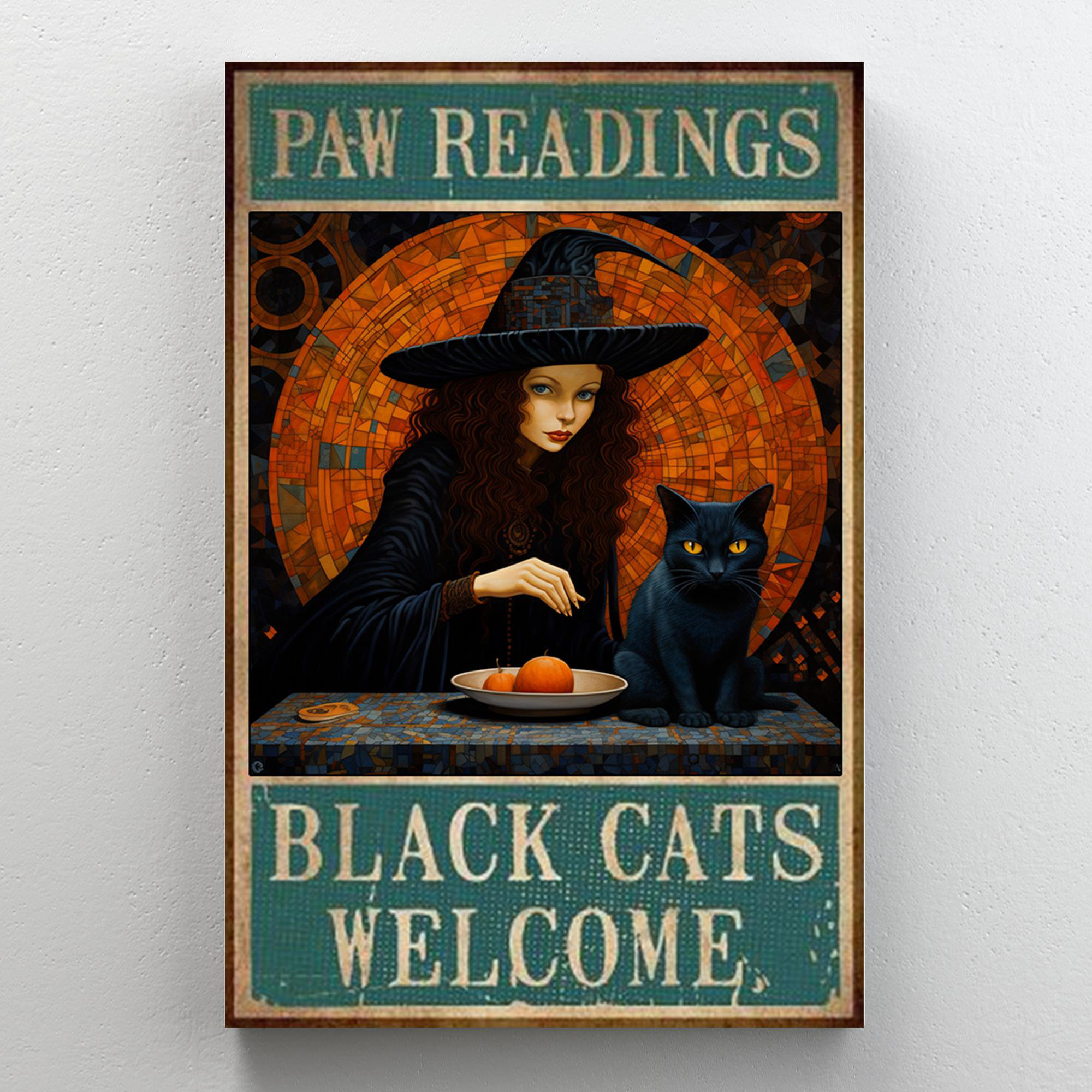 Winston Porter Witch Black Cats Welcome - 1 Piece Rectangle Graphic Art ...