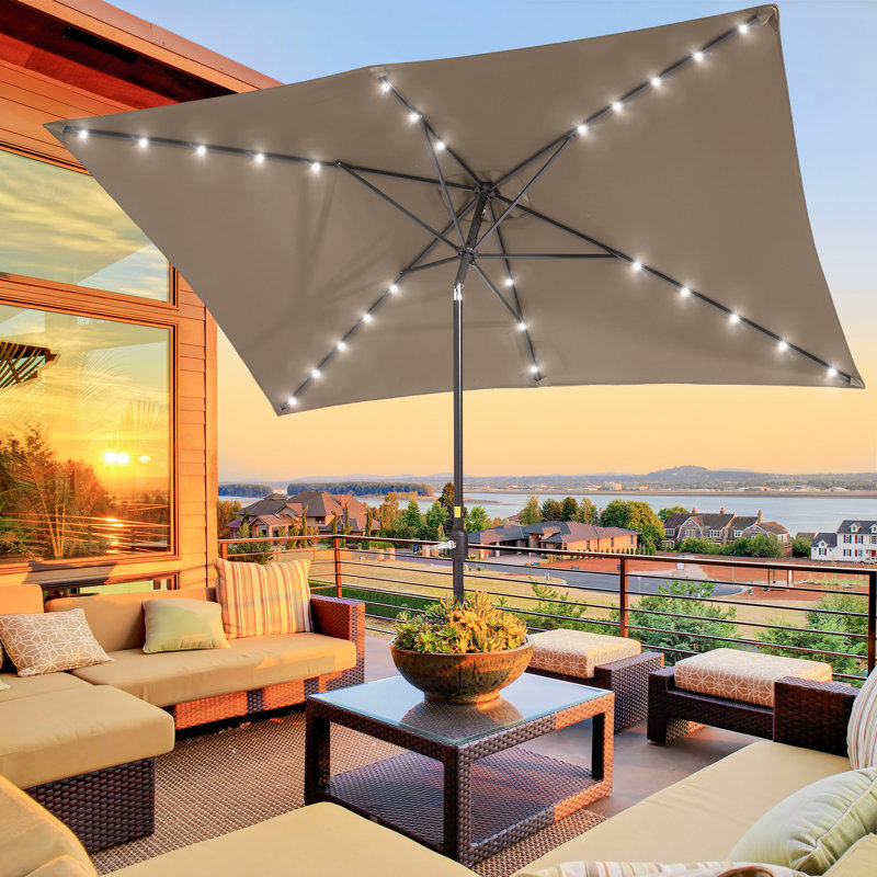 Causeway Bay 120'' x 78'' Rectangular Lighted Market Umbrella & Reviews ...