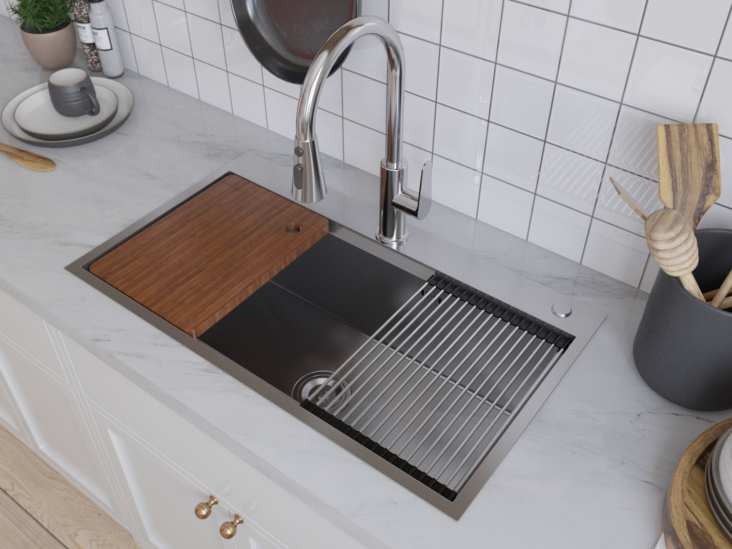 MEJE 31.5"L Drop-in Stainless Steel Kitchen Sink, Single Large Kitchen ...