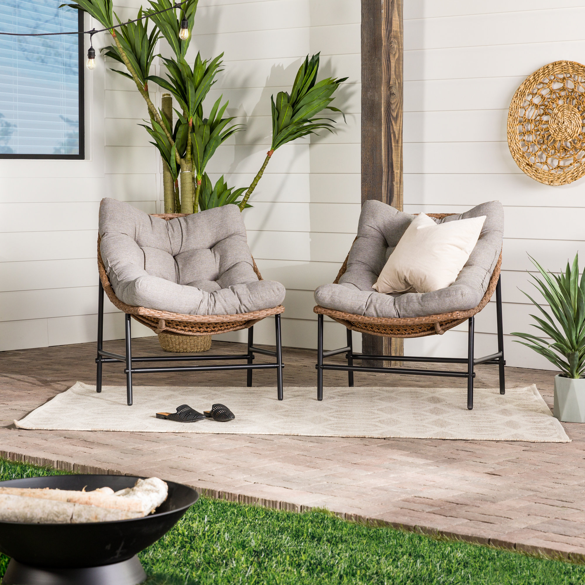 Ivy Bronx Lauri Patio Scoop Lounge Chairs with Cushions & Reviews ...