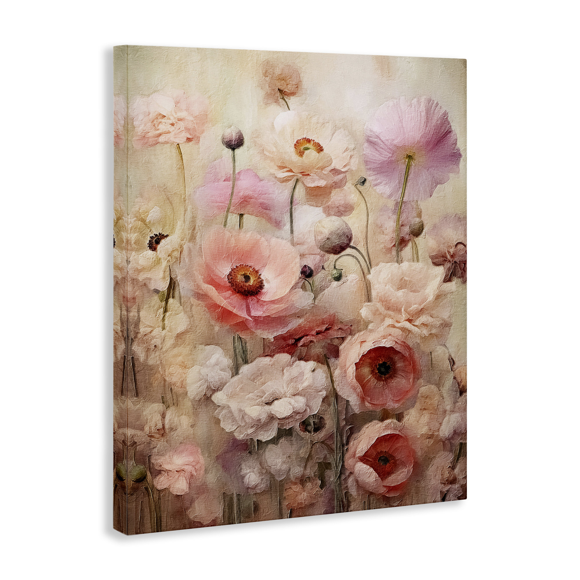 Red Barrel Studio® Pink Flower Garden Canvas Wall Art by RileyB | Wayfair