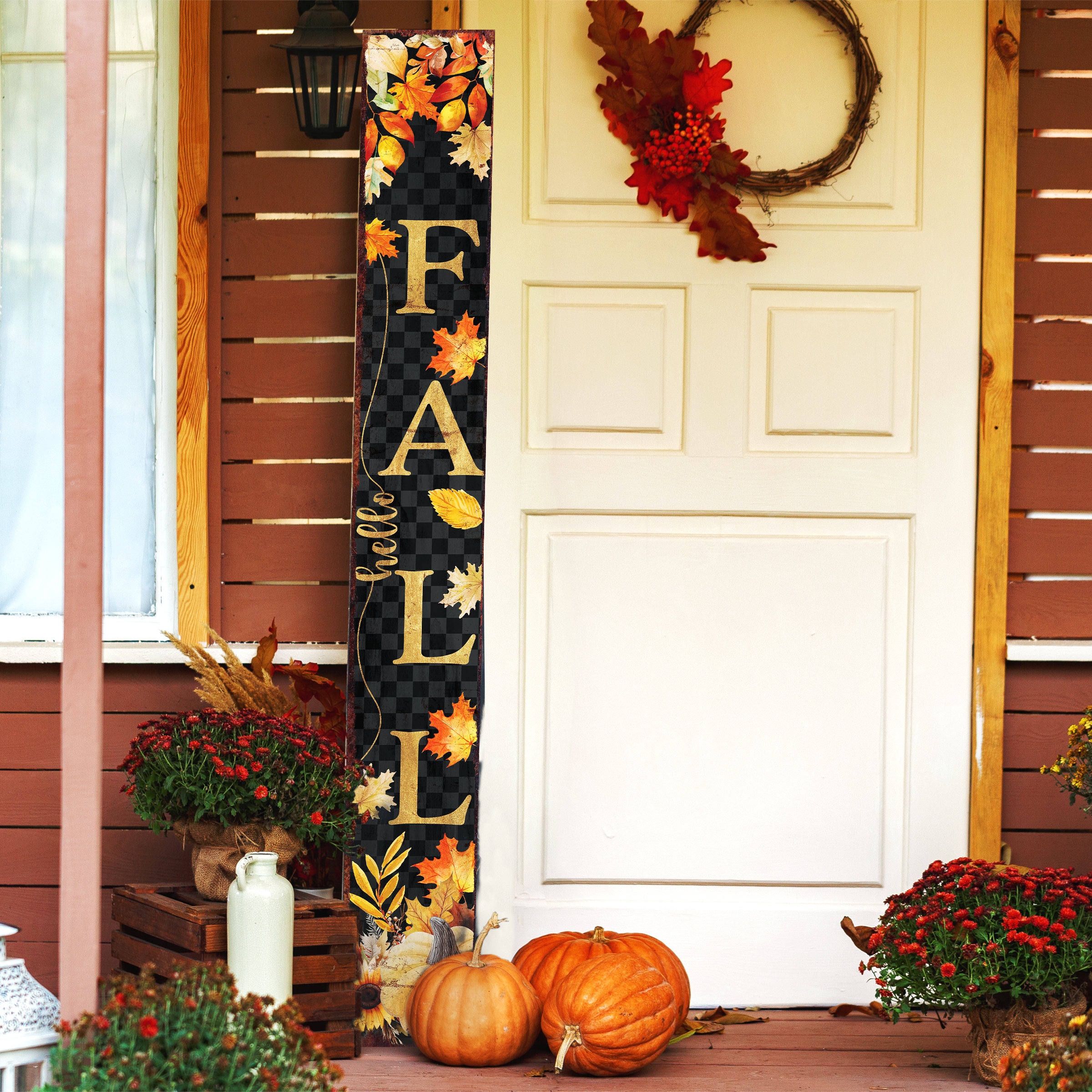 Winston Porter Hello Fall Porch Sign - Front Porch Fall Welcome Sign ...